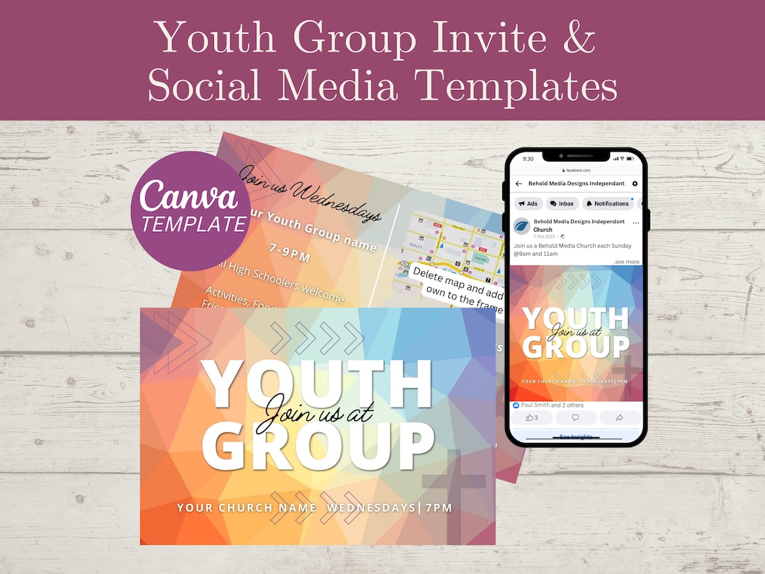 Youth Group Invitation Template: Editable Church Invite (canva) - Etsy