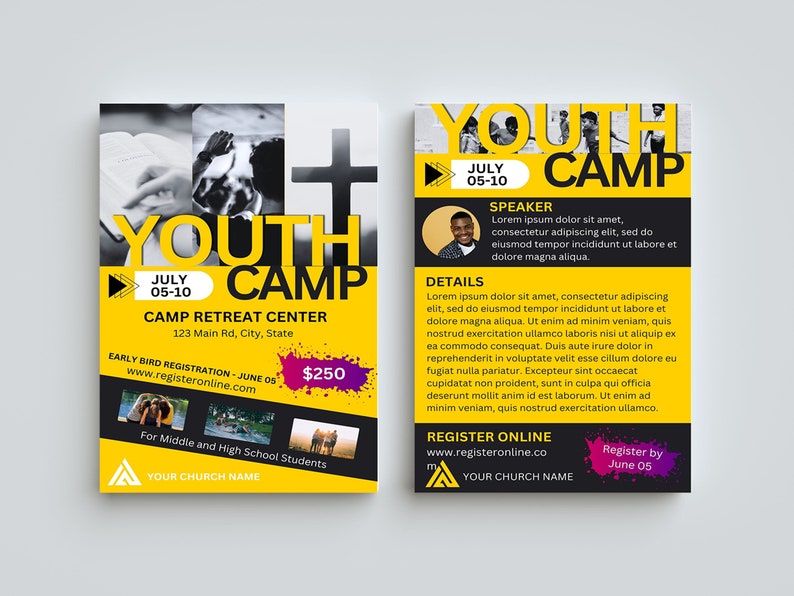 Youth Camp Flyer, Church Camp Invitation, Camp Social Media Templates ...