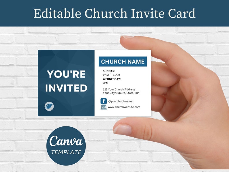 Editable Church Invitation Card: Business Card Size Canva Template ...