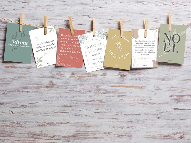 Advent Bible and Carols Printable Cards, Christmas Bible Verse Cards ...