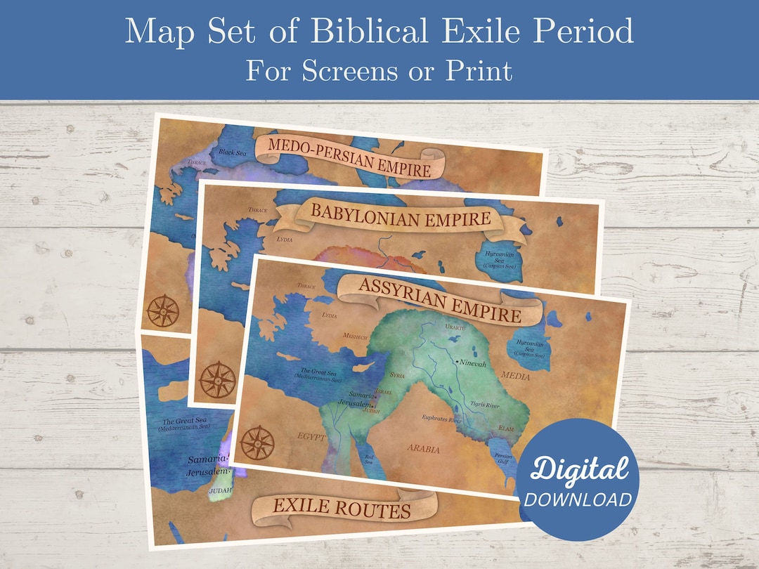Biblical Exile Map Set, Bible Maps, Old Testament Maps, Babylonian ...