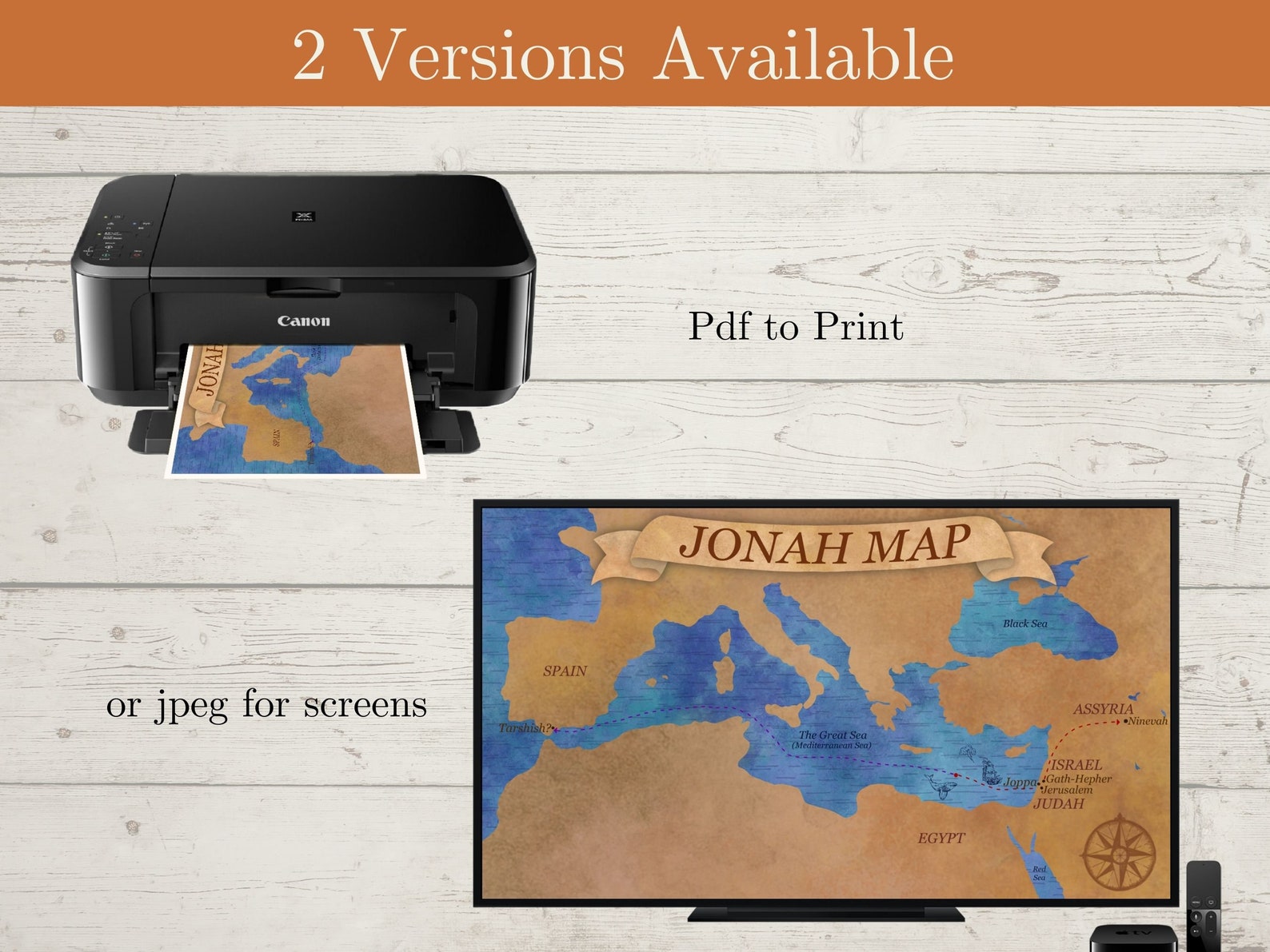 Map of Jonah's Journey, Book of Jonah, Old Testament Map, Joppa and ...