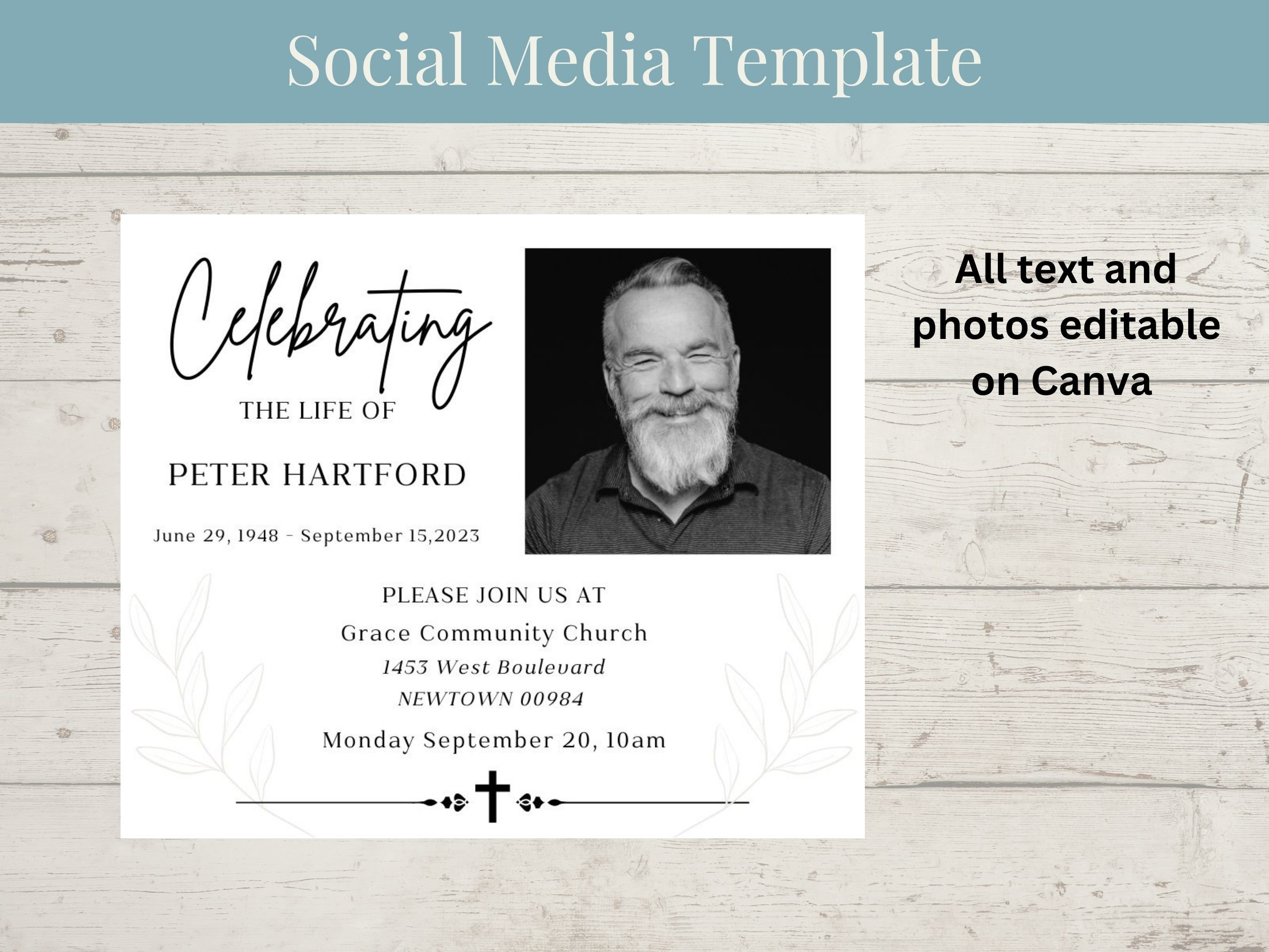 Christian Funeral Program & Social Media Notice Template, Funeral Order ...