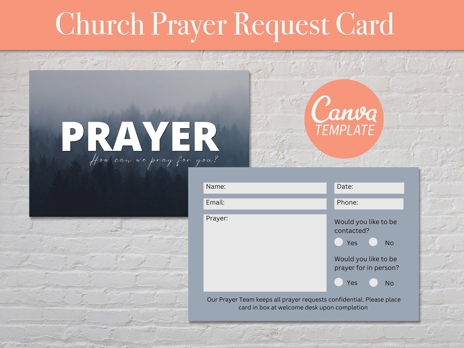 Church Prayer Card Prayer Request Card Canva Template - Etsy