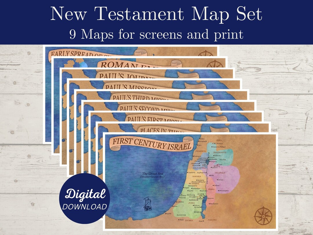New Testament Map Set, Bible Maps, Paul's Missionary Journeys Maps ...