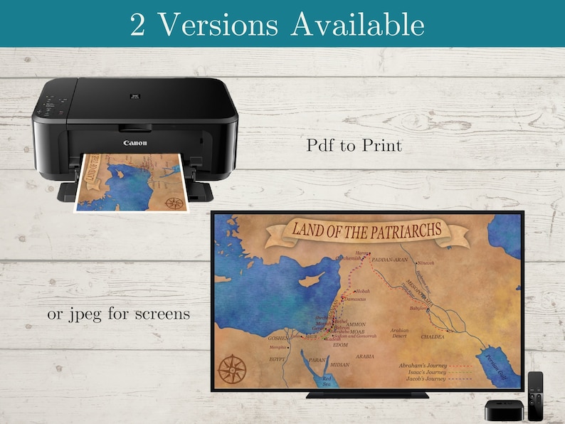 Biblical Patriarchs Map: Abraham's Journey, Old Testament Map (digital ...