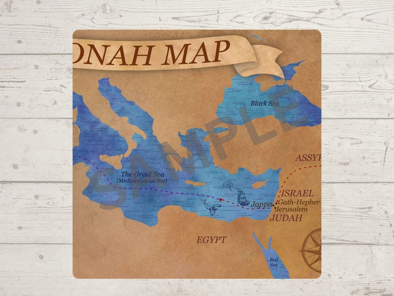 Map of Jonah's Journey, Book of Jonah, Old Testament Map, Joppa and ...