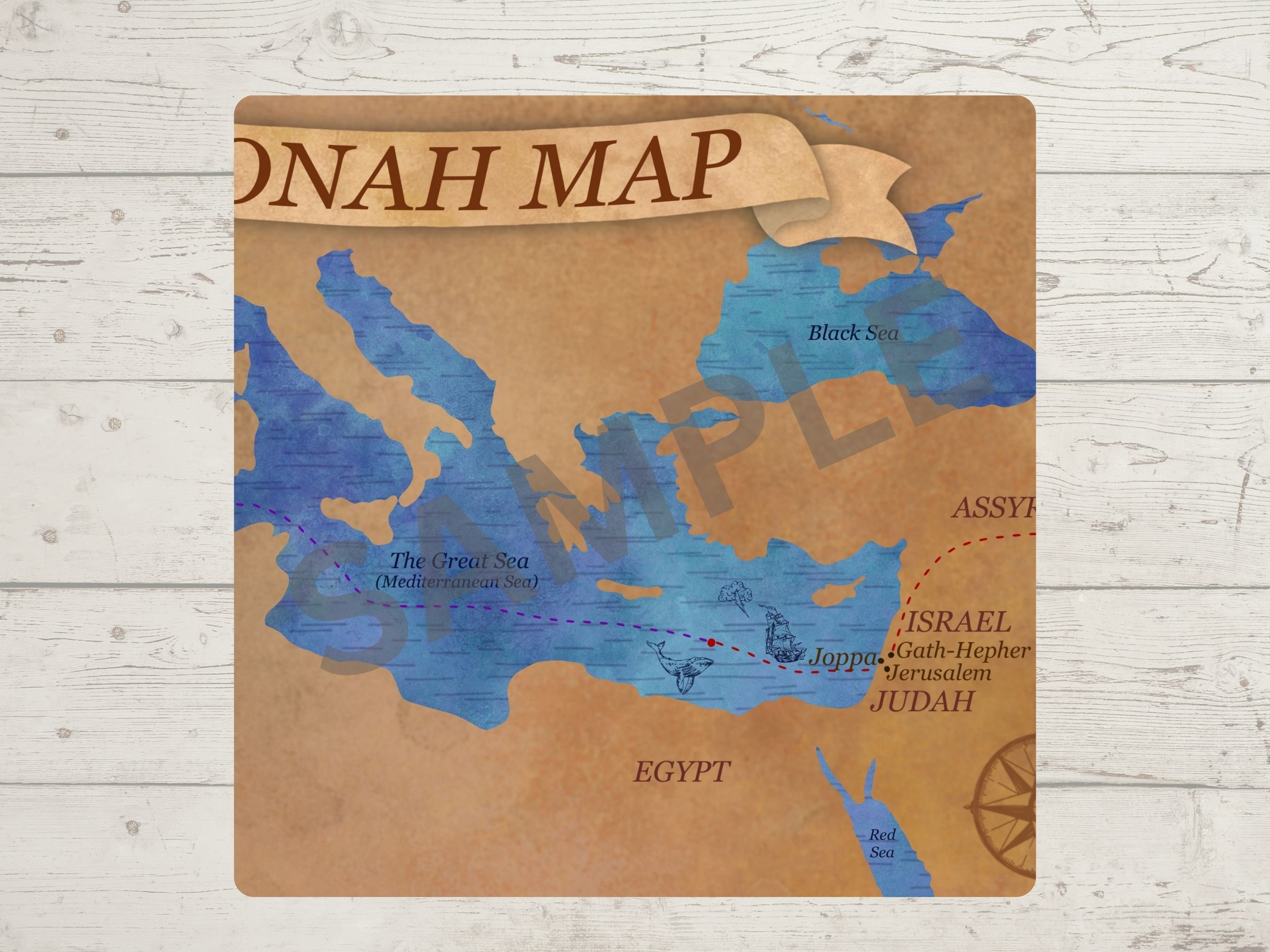 Map of Jonah's Journey, Book of Jonah, Old Testament Map, Joppa and ...
