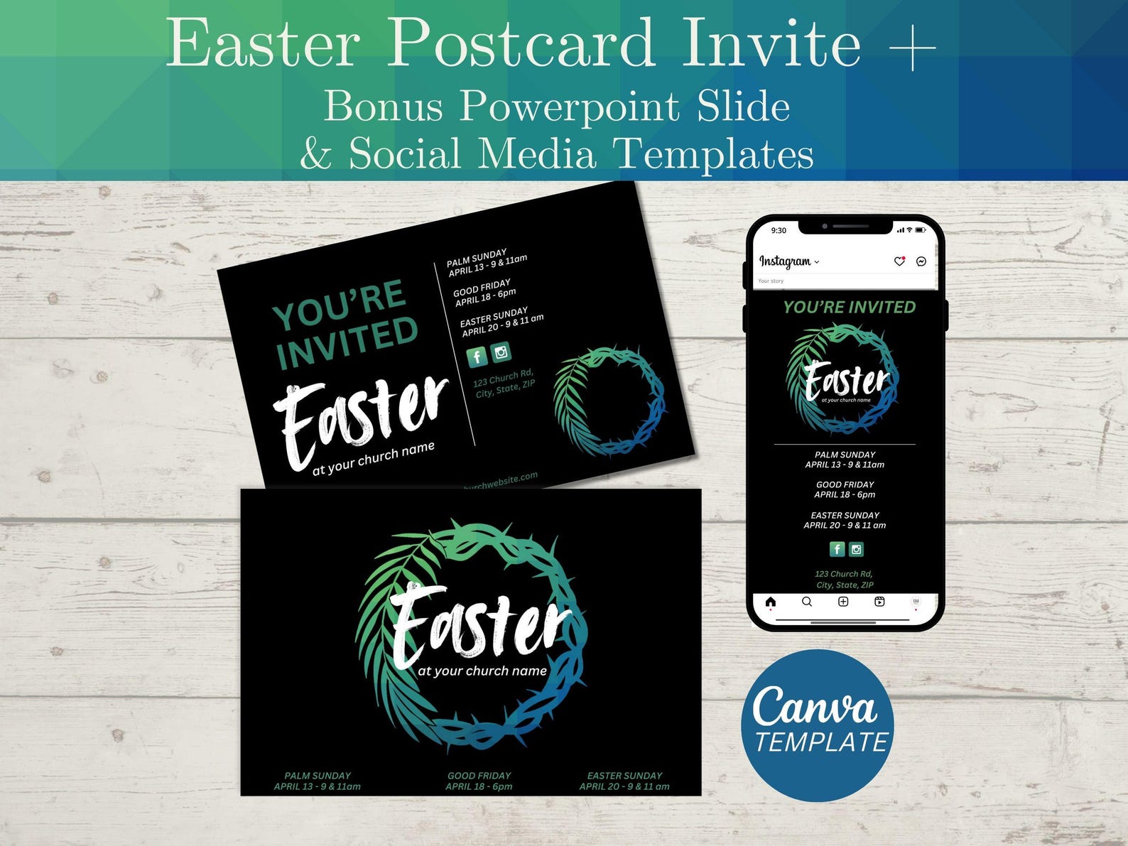 Easter Church Invitation, Modern Easter Postcard Invite, Easter Social ...