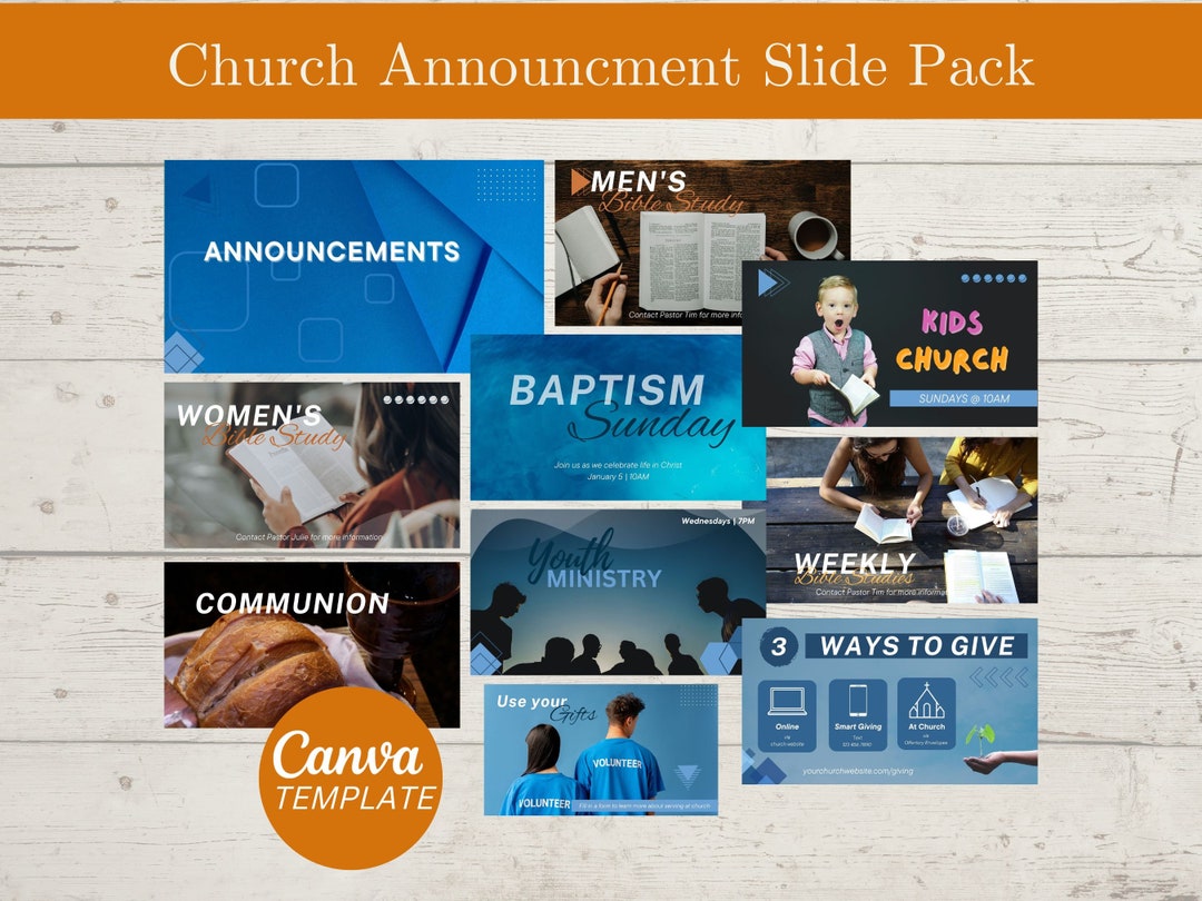 Church Announcement Slide Pack, Baptism Announcement Slide, Church Presentation Bundle, Canva ...