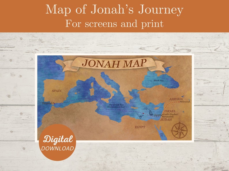 Jonah's Journey Map: Old Testament Bible Story (digital Download) - Etsy