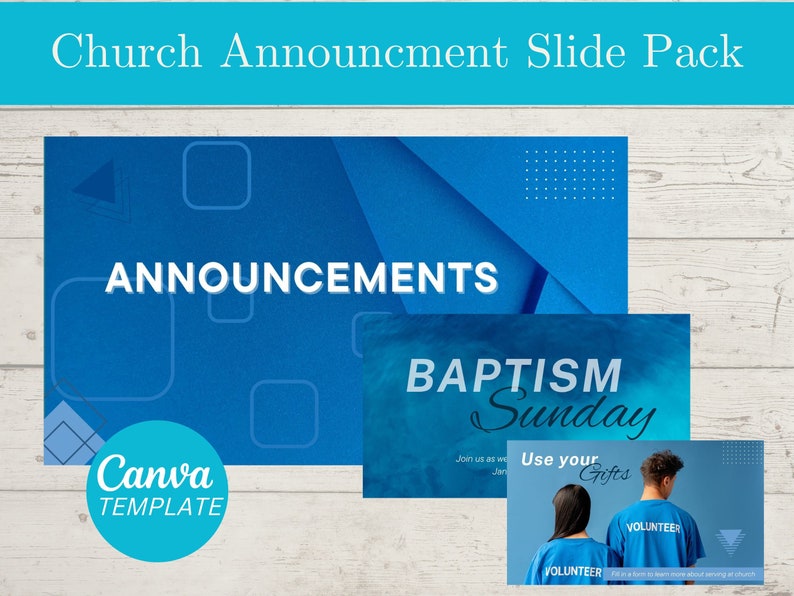 Church Announcement Slide Pack, Baptism Announcement Slide, Church Presentation Bundle, Canva ...