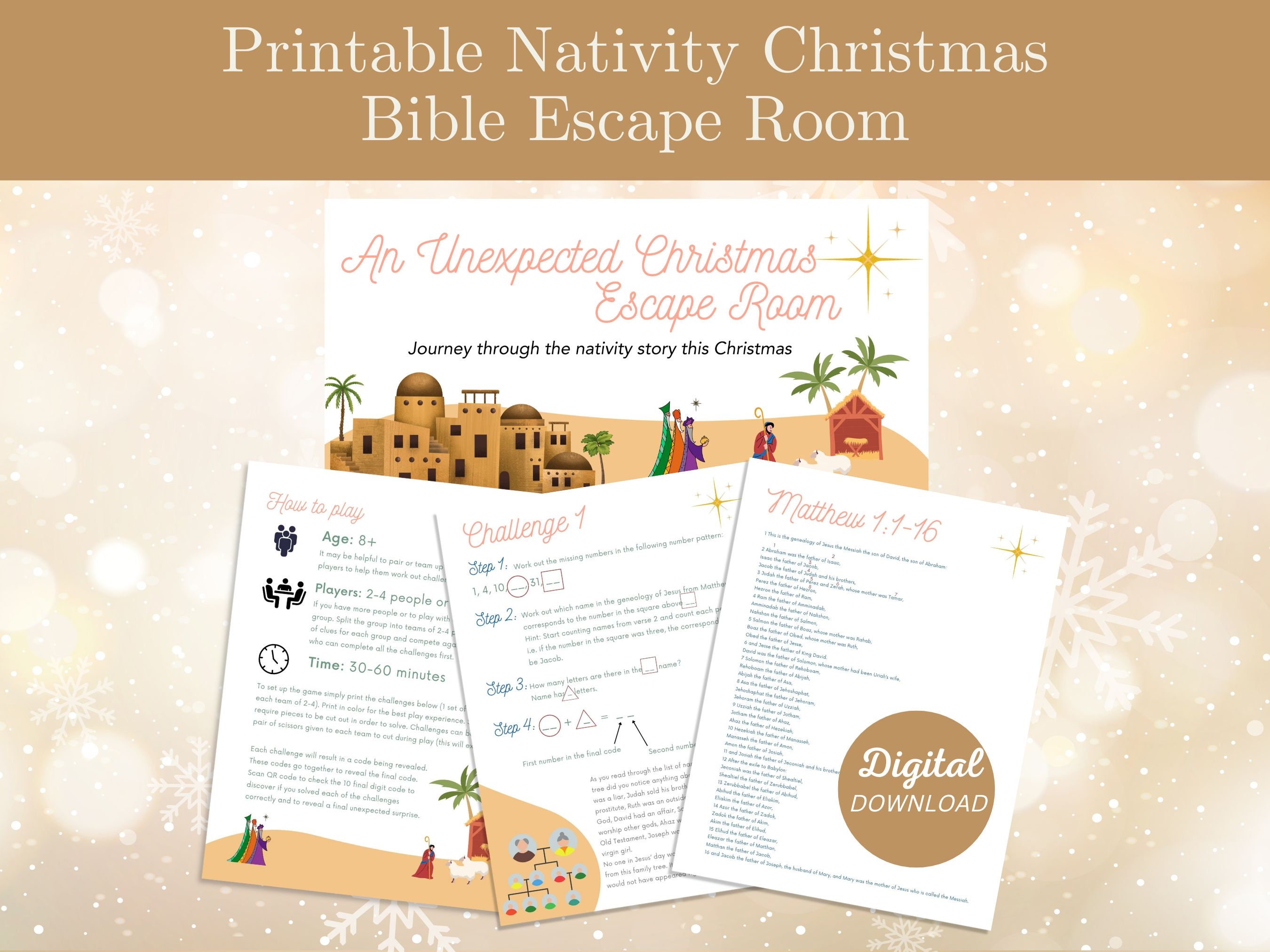 Christmas Nativity Escape Room, Bible Escape Room, Bible Study Escape ...