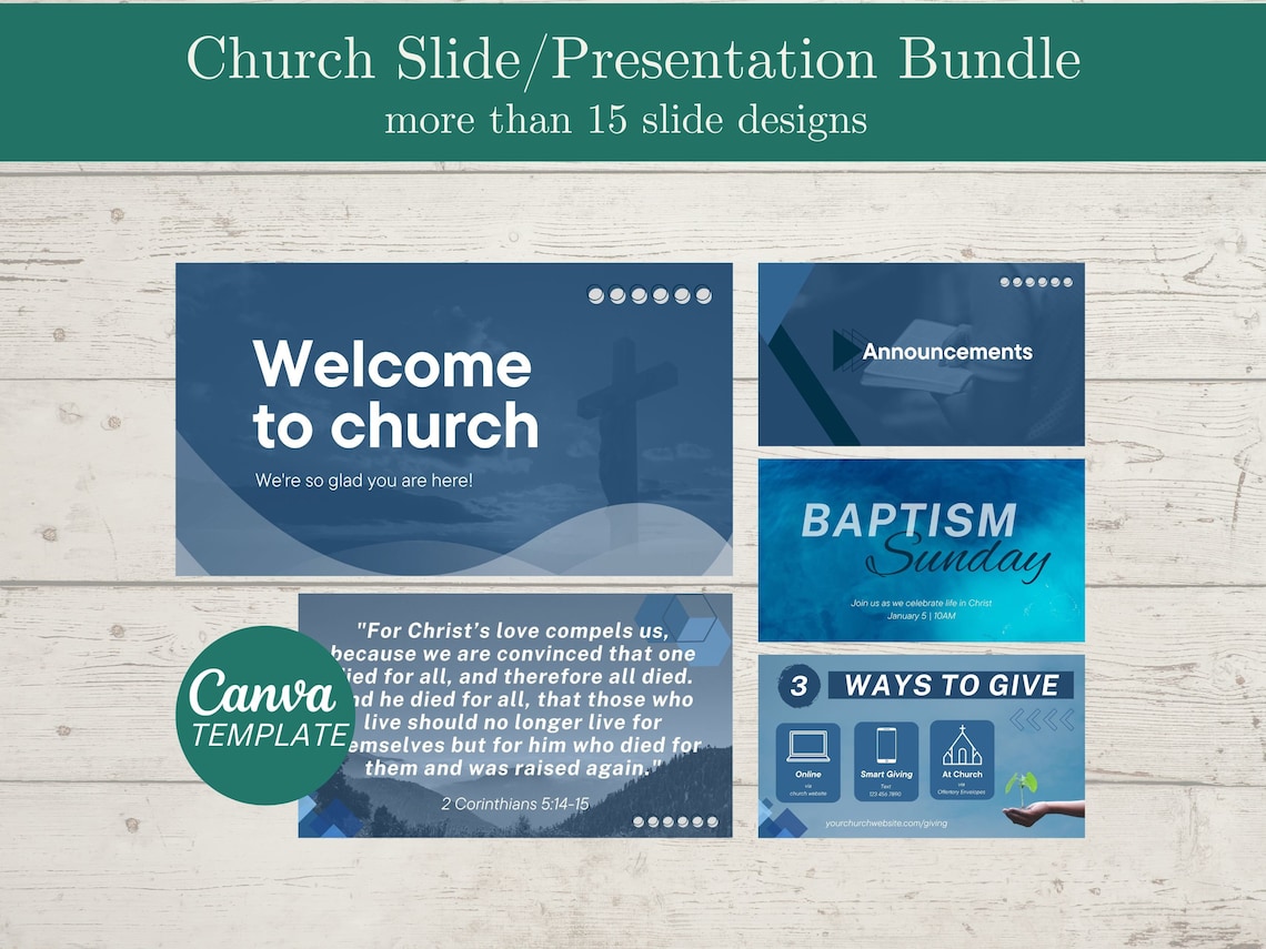 Church Slide Bundle, Church Announcement Slide Pack, Baptism ...