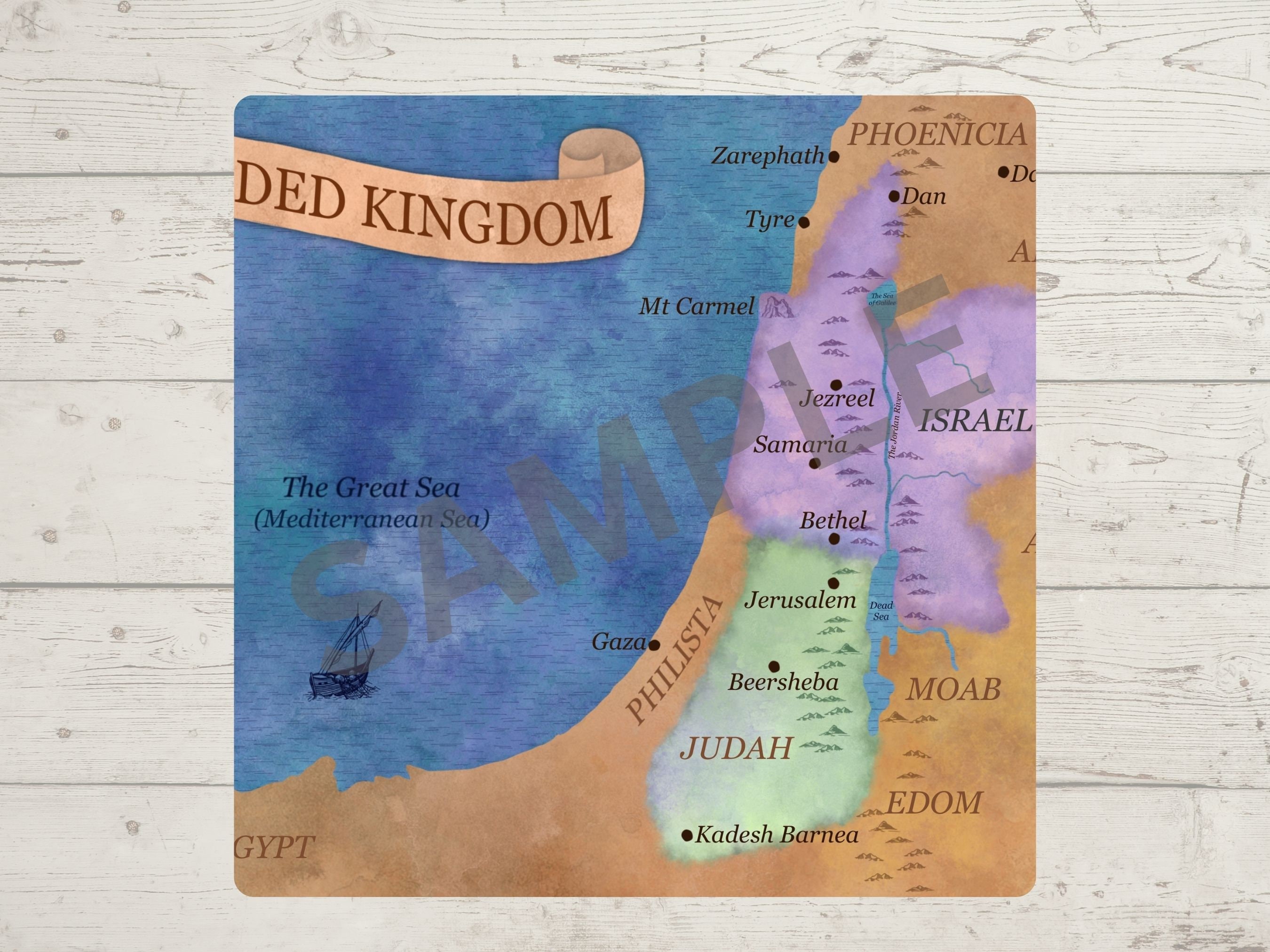 Biblical Map of Israel and Judah, the Divided Kingdom, Northern and ...