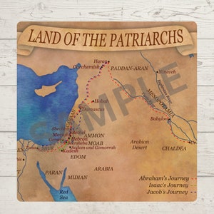 Biblical Patriarchs Map: Abraham's Journey, Old Testament Map (digital ...