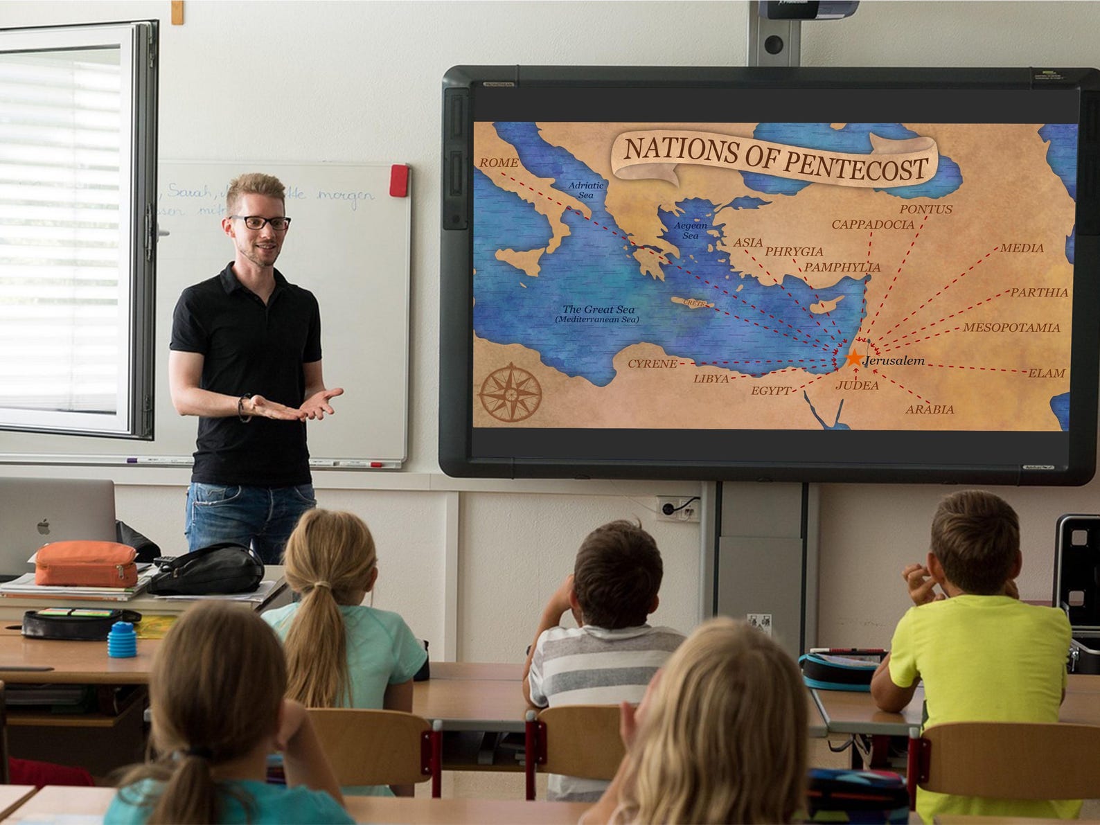 Nations of Pentecost Map, Map of Acts 2, Spread of Christianity ...