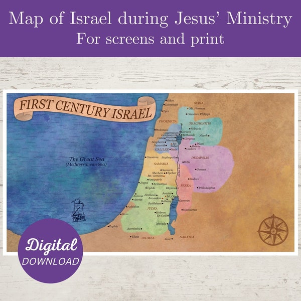 Map of Jesus Ministry - Etsy