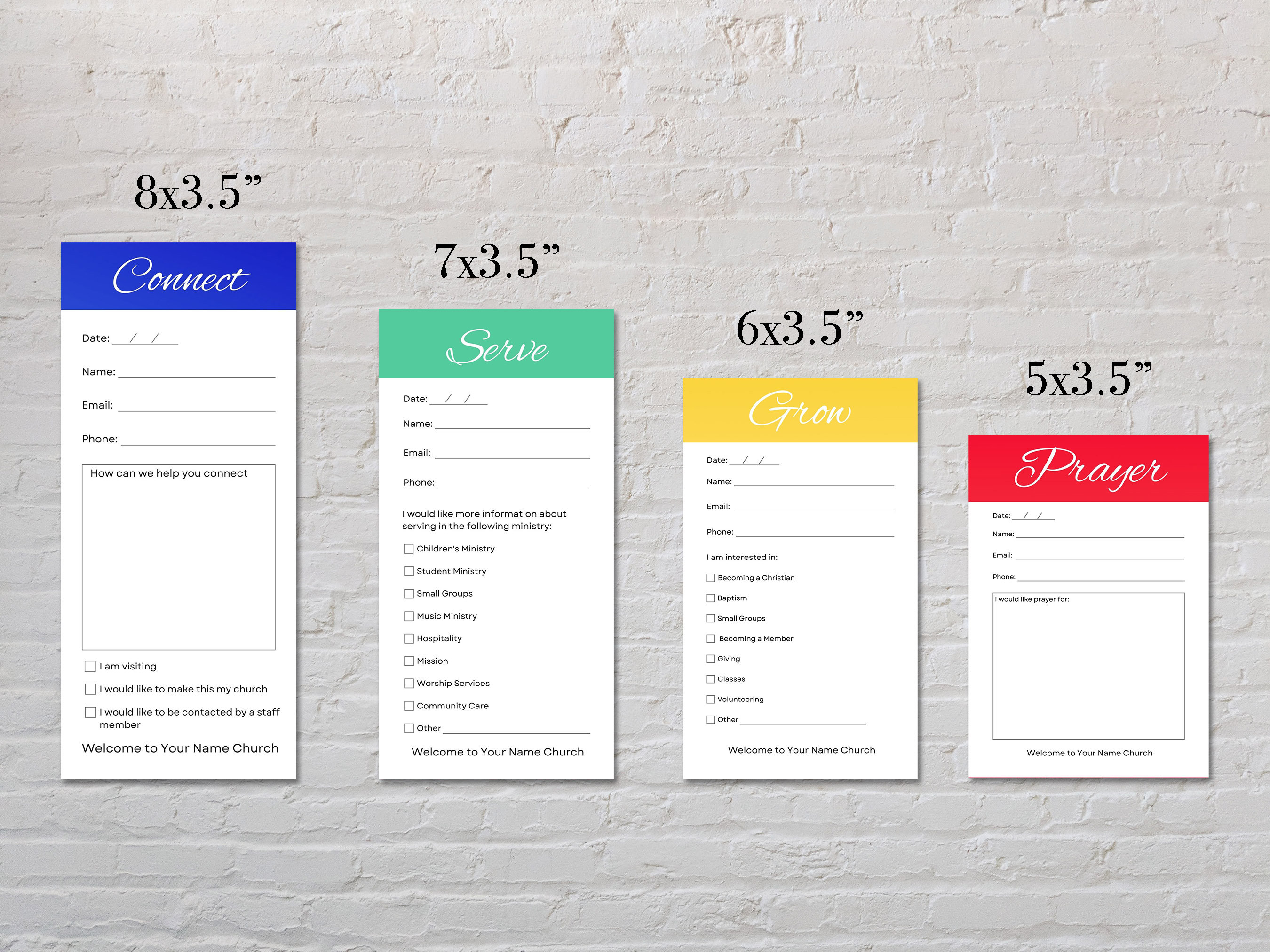 Church Connection Card Set, Stackable Connect Cards Bundle, Canva ...