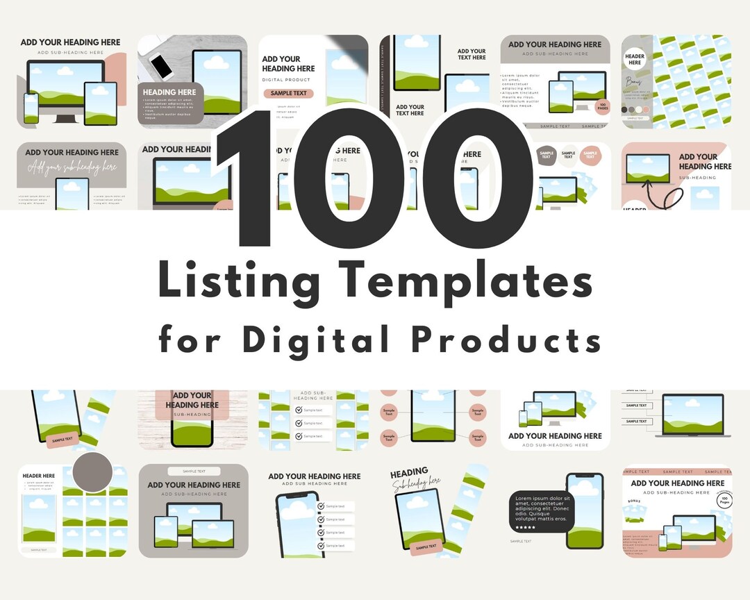 100 Digital Product Listing Templates | Etsy Listing Mockup Templates ...