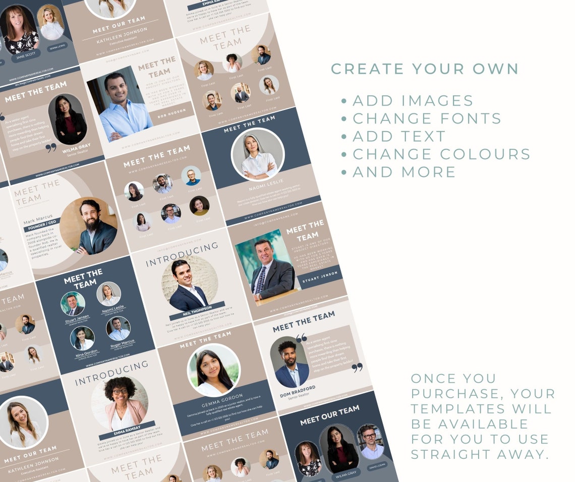 Meet the Team 15 Social Media Post Templates | Real Estate Instagram ...