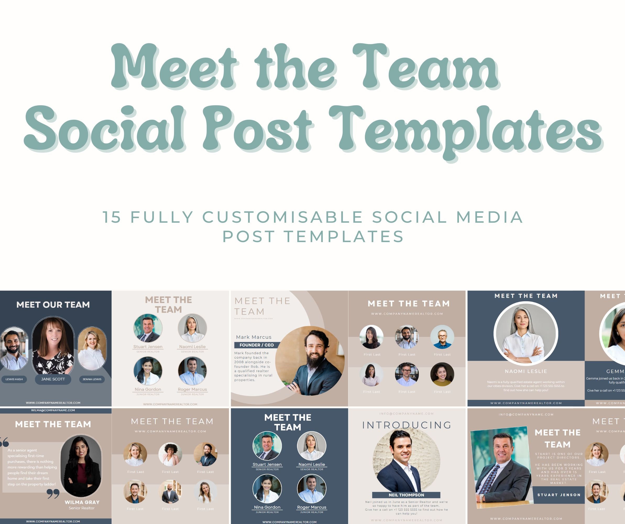 Meet the Team 15 Social Media Post Templates | Real Estate Instagram ...