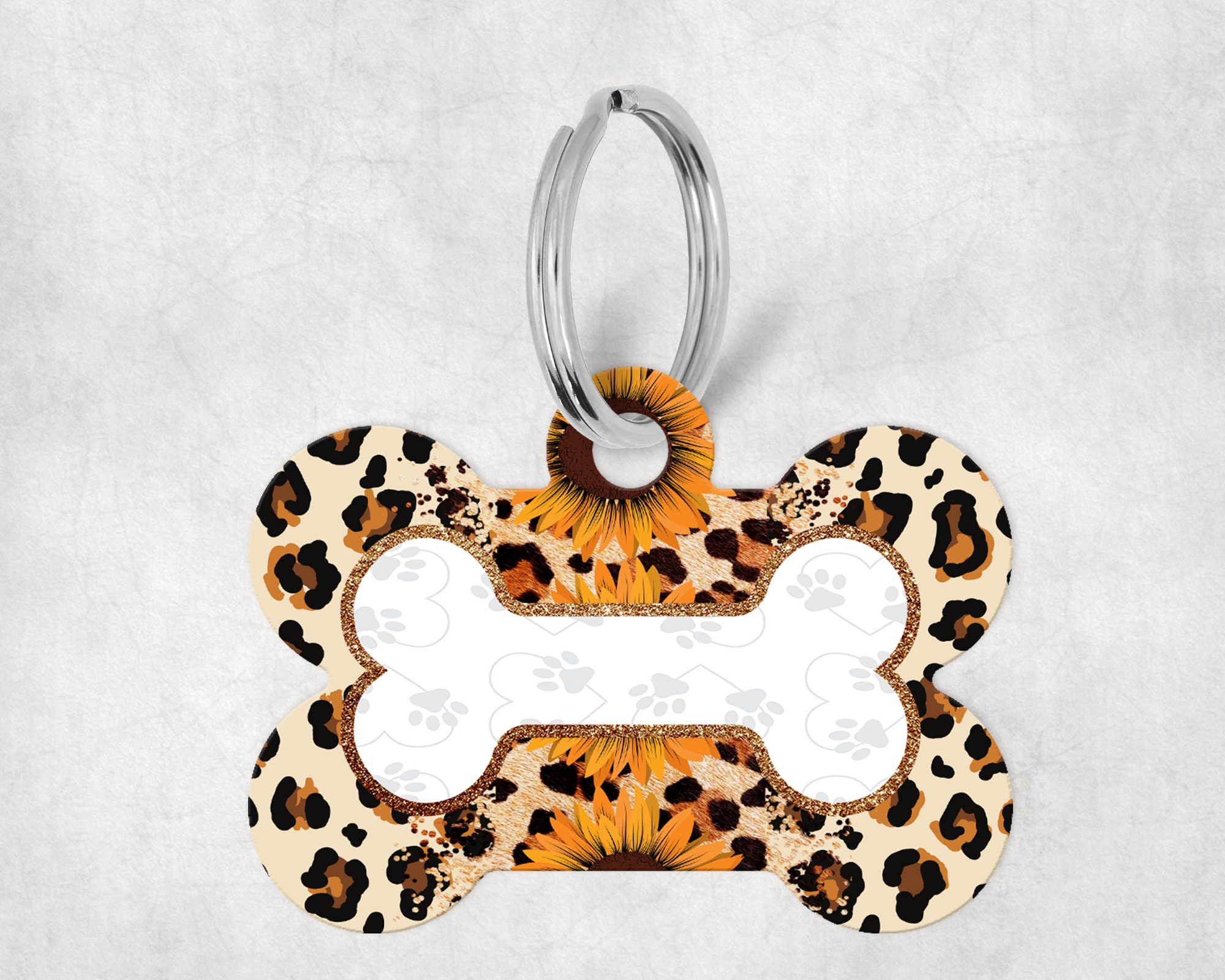 Leopard Print Bone Dog Tag Bundle, Dog Tags Sublimation, Pet Tag Png ...