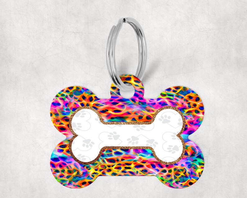 Leopard Print Bone Dog Tag Bundle, Dog Tags Sublimation, Pet Tag Png ...