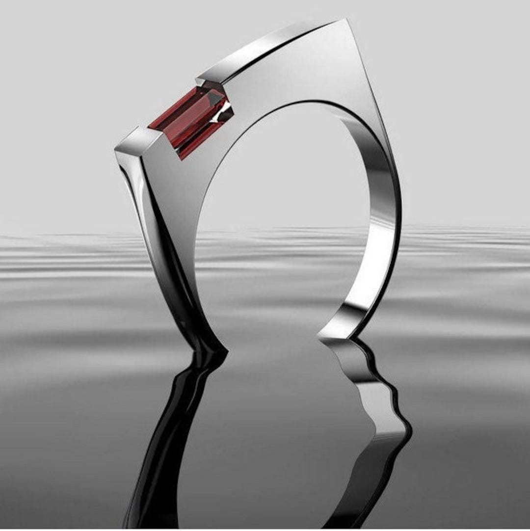 Men's Solitaire Ring, Men's Tension Set Engagement Ring, Anniversary ...