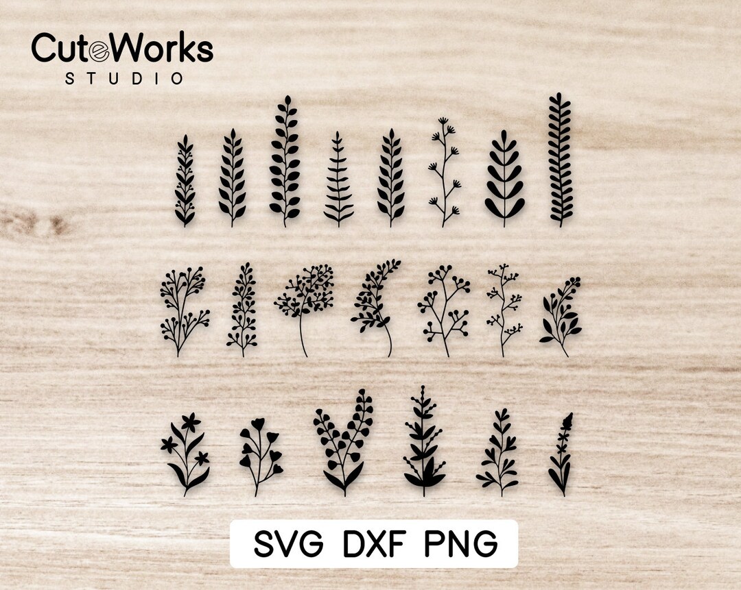 Flower SVG Plotter File Flower Silhouette Cricut File PNG DXF Botanical ...