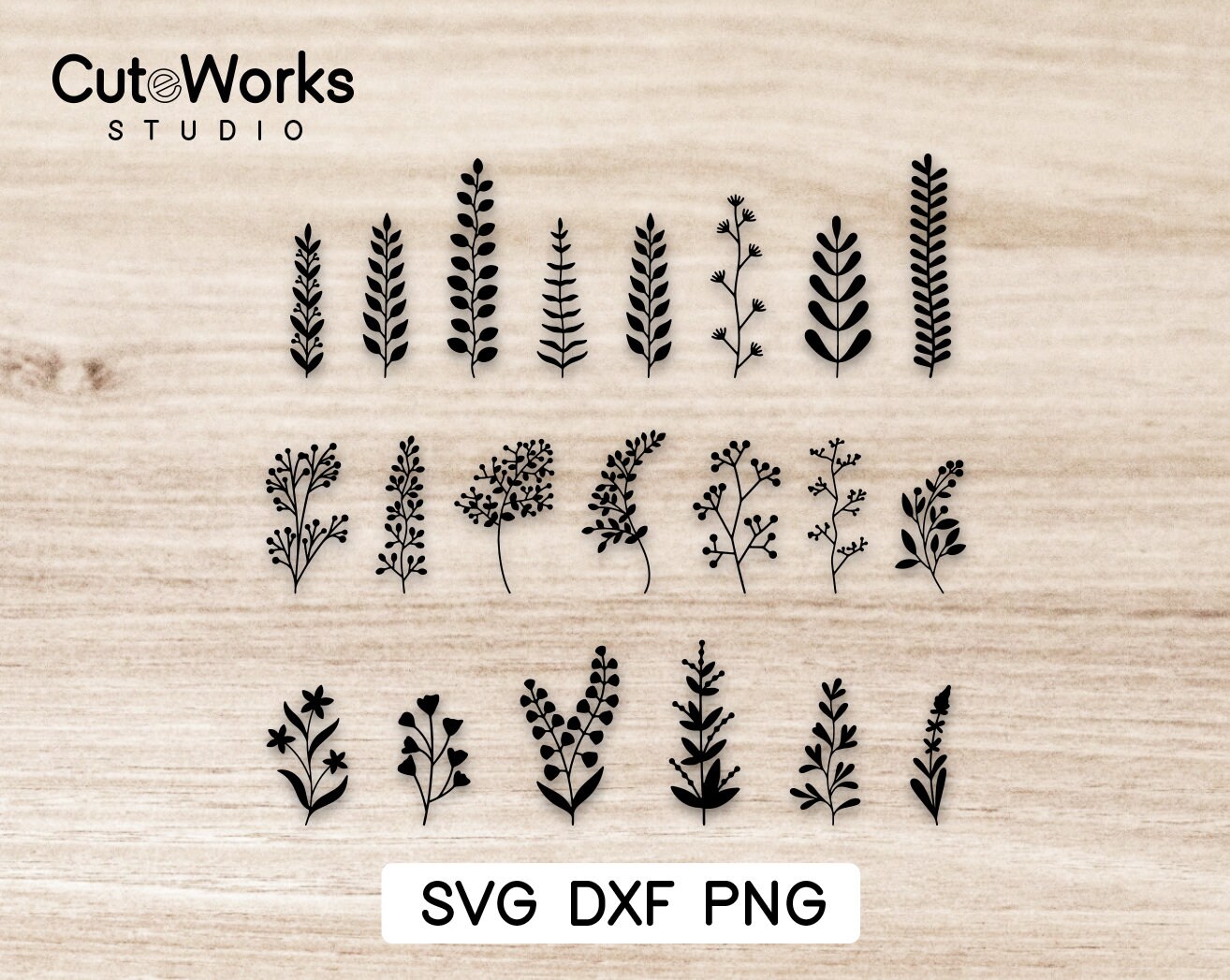 Flower SVG Plotter File Flower Silhouette Cricut File PNG DXF Botanical Svg Spring Floral Svg ...