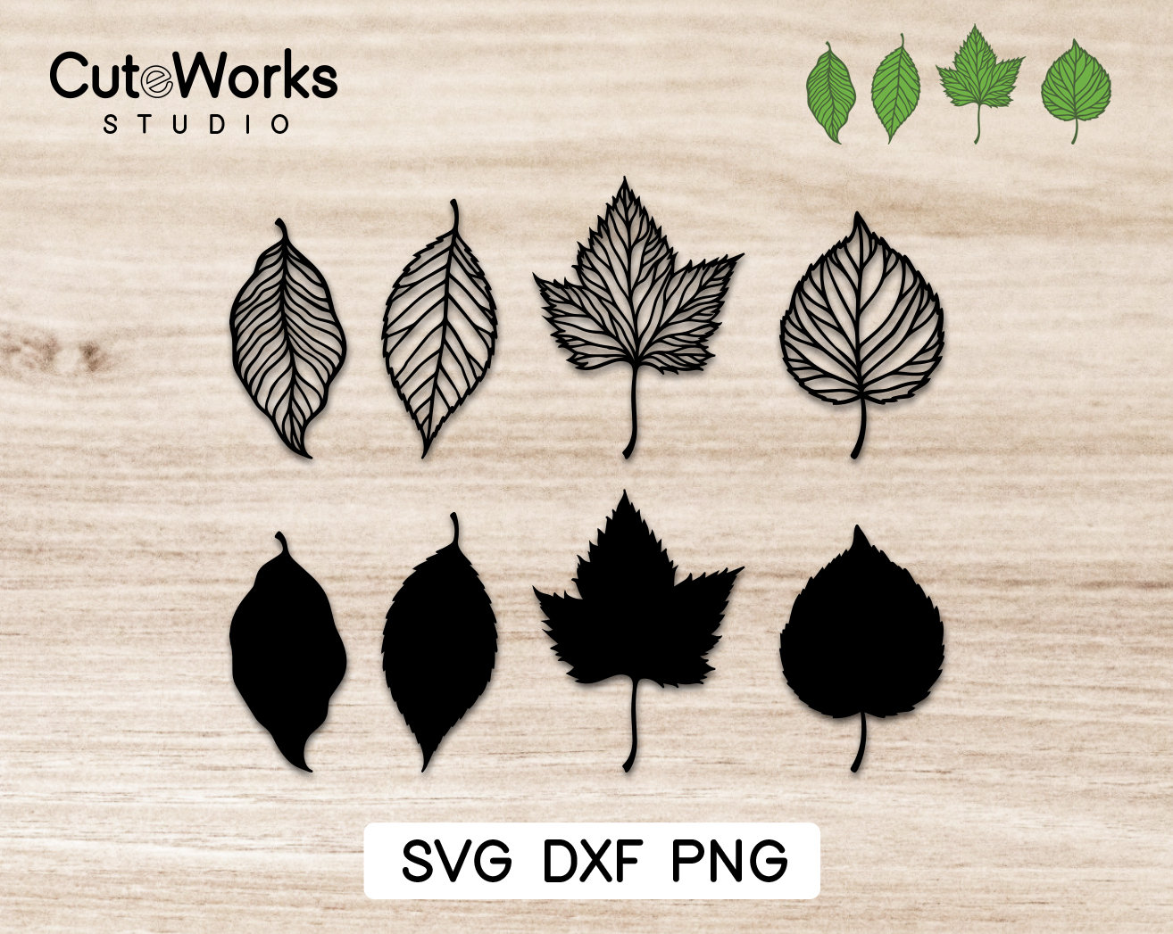 Hojas SVG Plotter File Silueta de hojas Plotter de corte Cricut PNG DXF ...