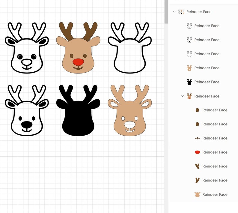 Reindeer Face SVG Plotterdatei, Reindeer Silhouette, Cutting Plotter ...