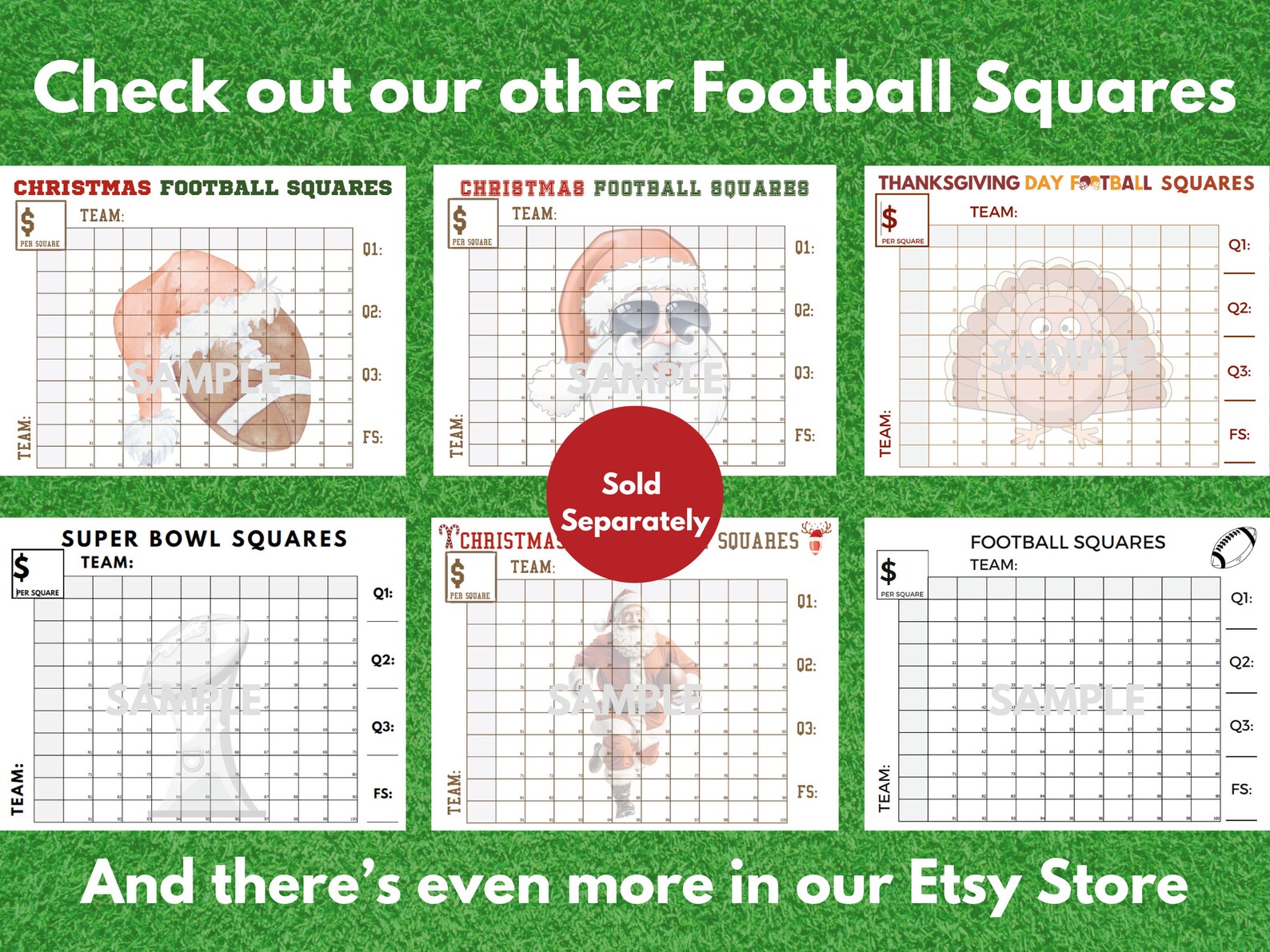 50 Football Squares Template Printable Editable PDF Christmas Football ...