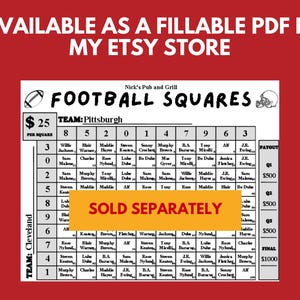 Printable Football Squares PDF, Instant Download, Super Bowl Pool ...
