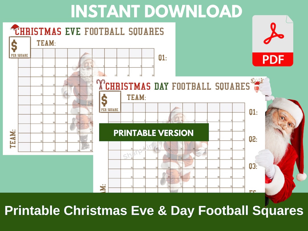 Printable Football Squares Template Christmas Football Fundraiser ...