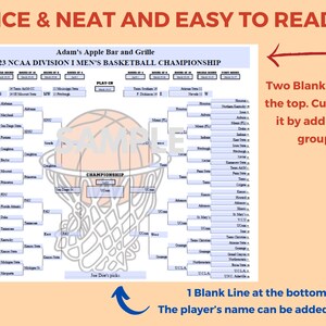 Printable NCAA Basketball Bracket March Madness Template for Tournament ...