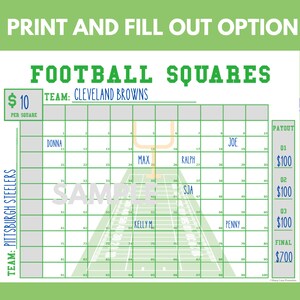 Editable Football Squares 100 Boxes Template Printable PDF Football ...