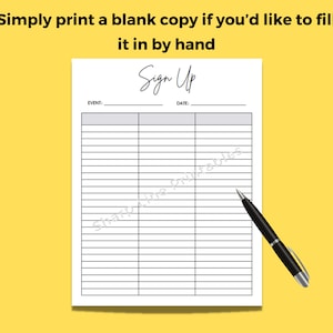 Editable Sign up Sheet Template - Editable PDF Form, Easy to Edit - Etsy