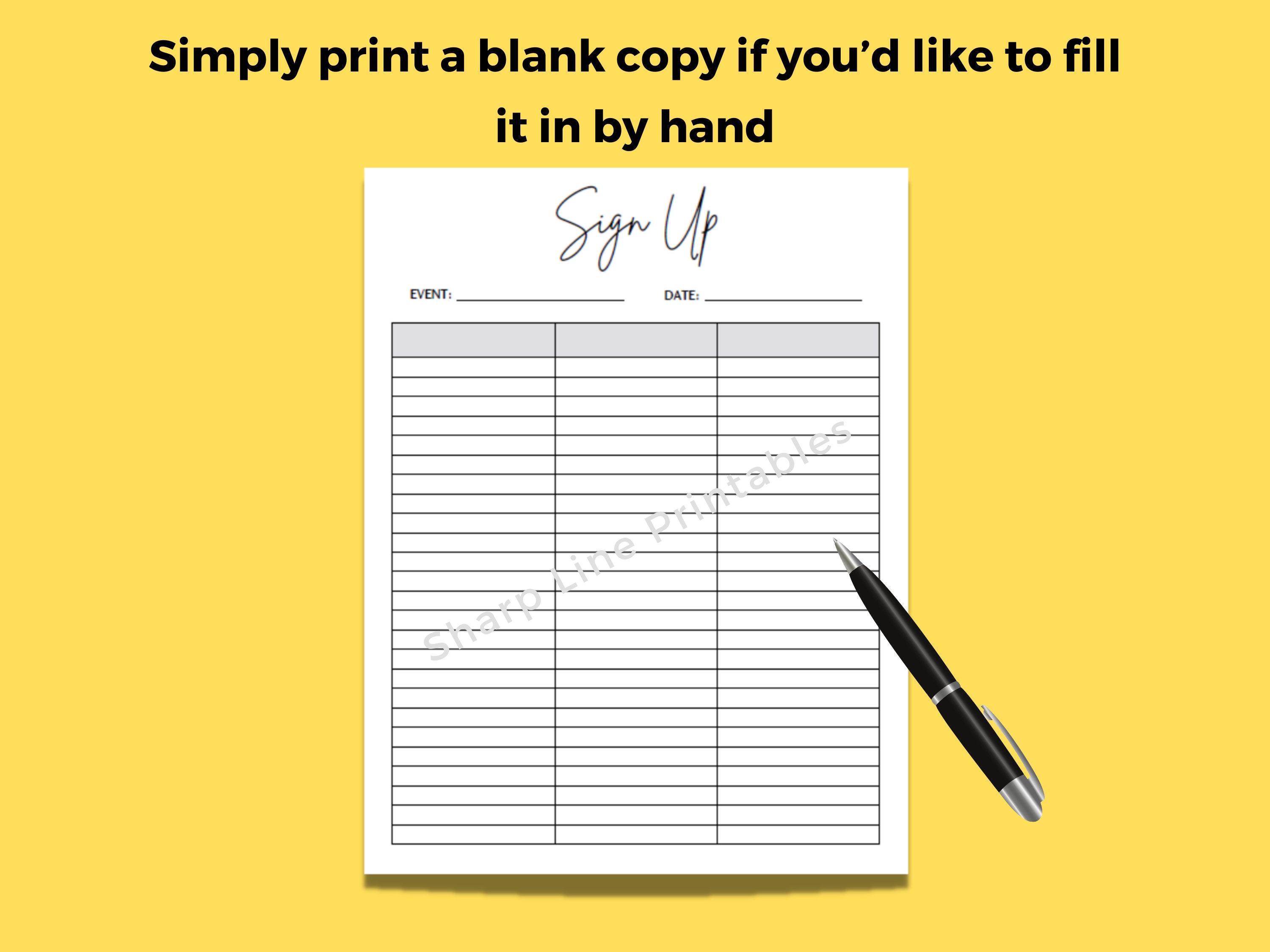 Editable Sign up Sheet Template - Editable PDF Form, Easy to Edit - Etsy