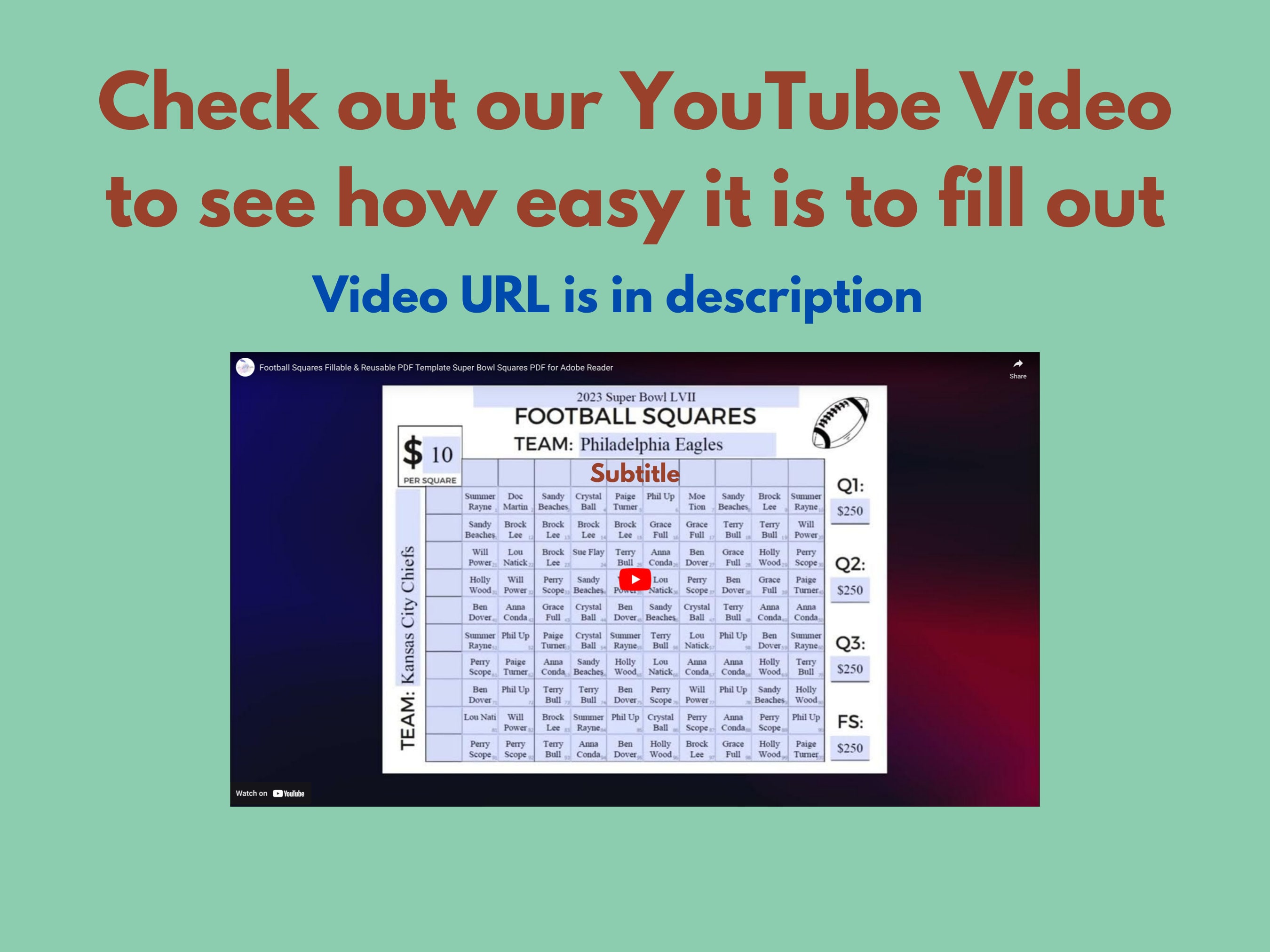 Editable Football Squares Template Christmas Football Fundraiser ...