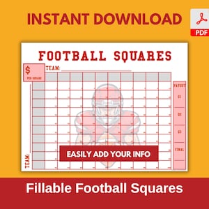 Editable Football Squares Game PDF - Numbered Grids for Football Bets ...