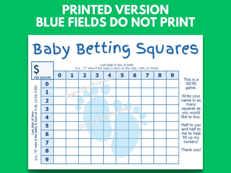 Editable Baby Guessing Game Template, Baby Betting Squares Game, Fun ...