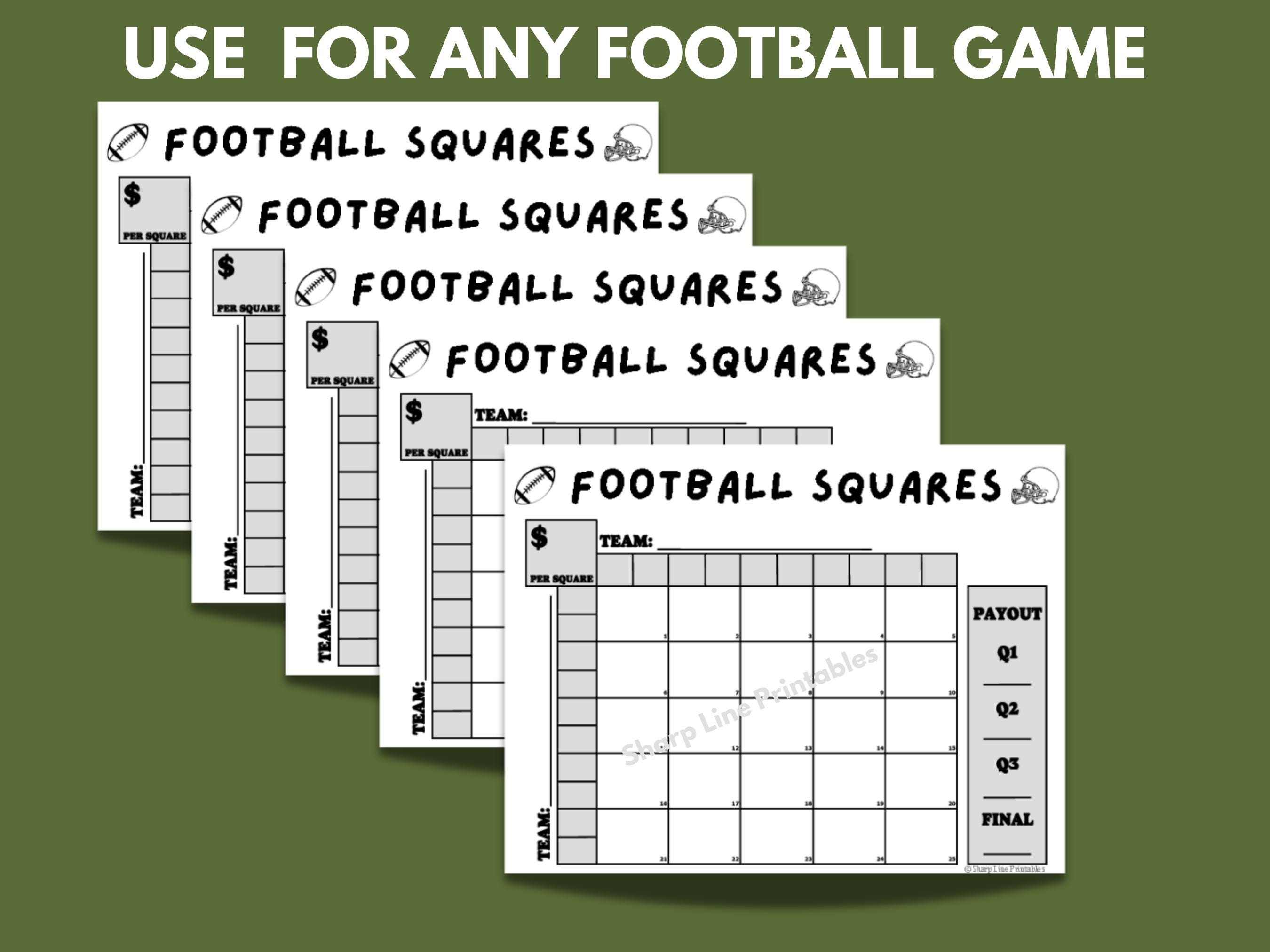 25 Football Squares Printable | Editable Football Square Fundraiser ...