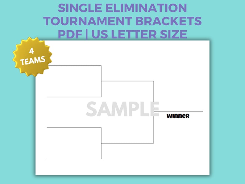 Printable Tournament Bracket: Sports & Games, 4-64 Teams (PDF) - Etsy