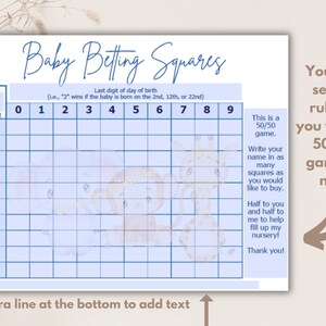 Blue Baby Animals Baby Betting Squares Editable Baby Shower Game ...