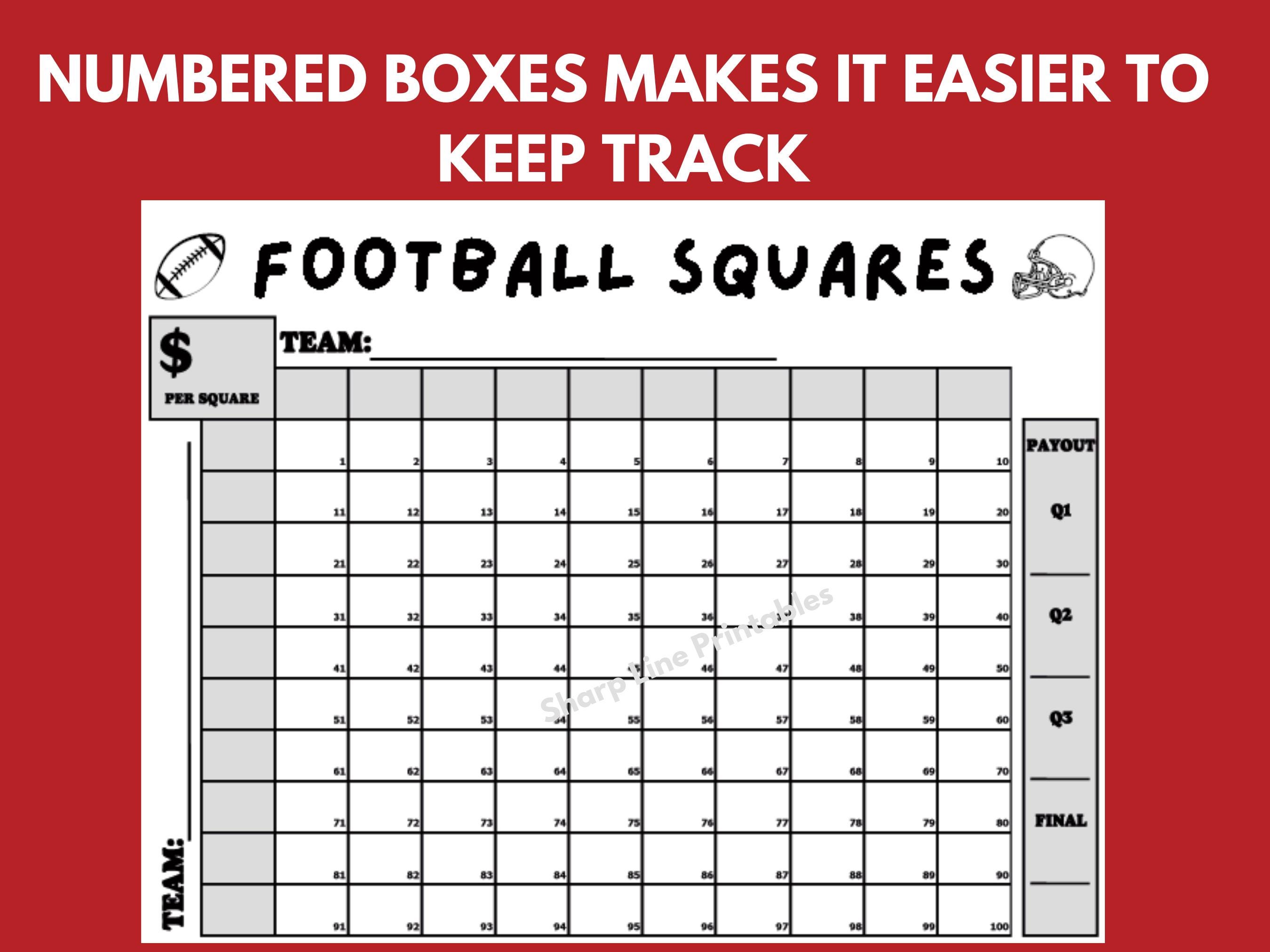 Printable Football Squares PDF, Instant Download, Super Bowl Pool ...