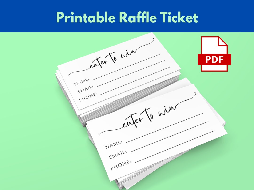 Raffle Ticket Printable | Enter to Win | Clean Minimal Design | DIY ...