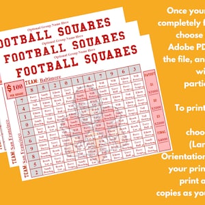 Editable Football Squares Game PDF - Numbered Grids for Football Bets ...