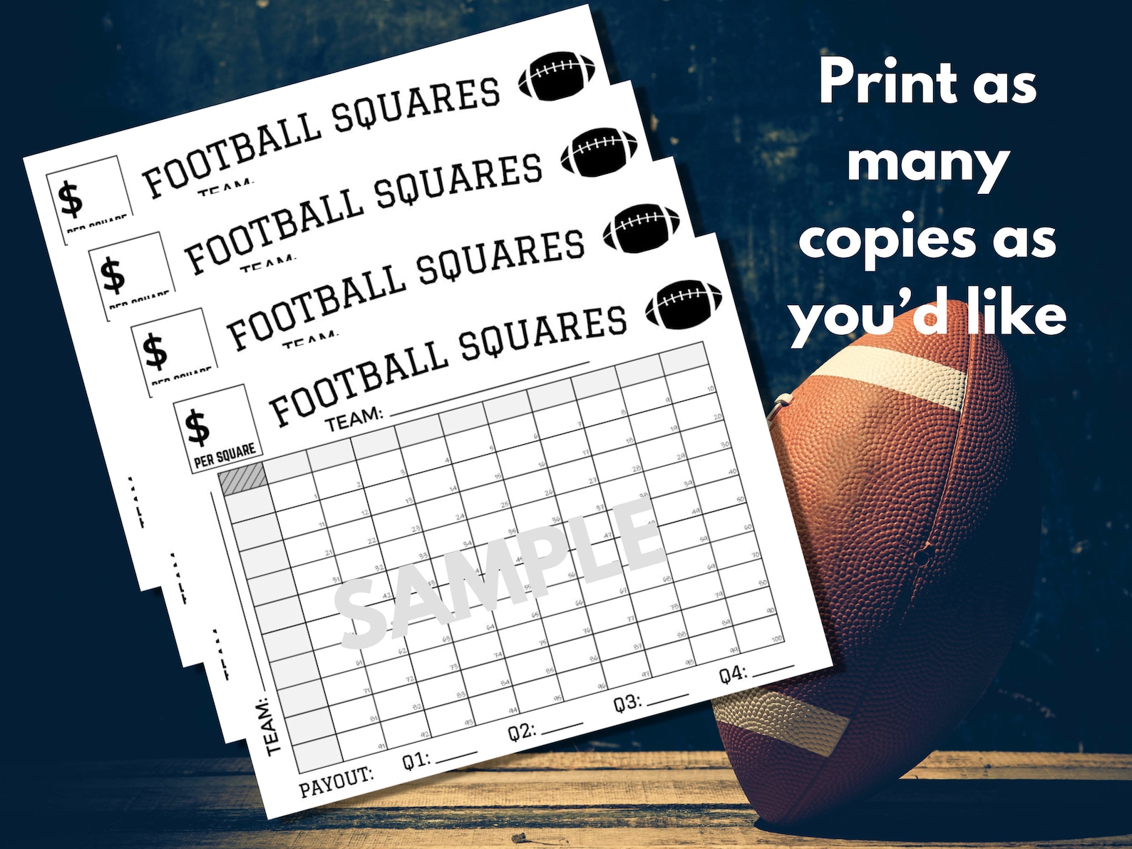 Printable Football Squares Template Football Fundraiser Football Square ...